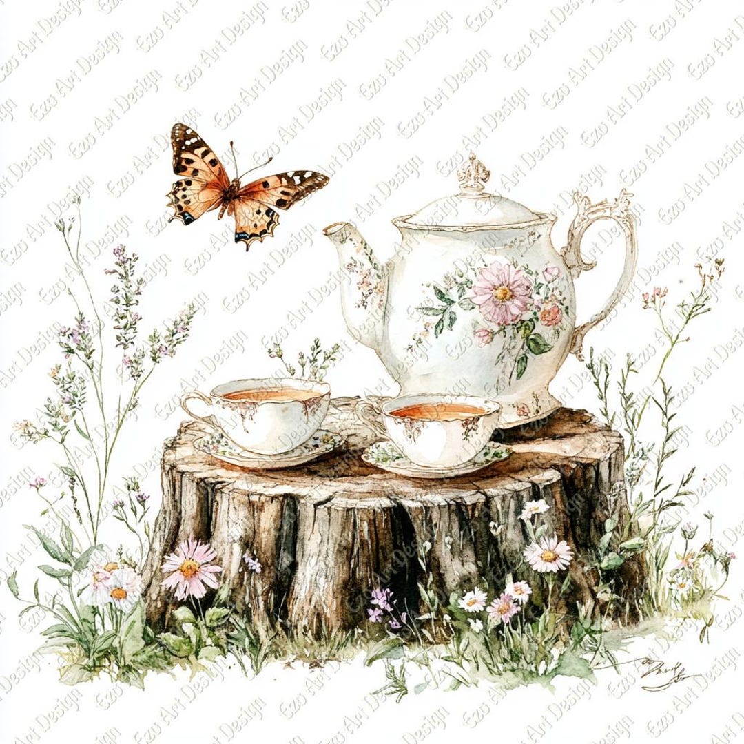 Vintage Tea Party Clipart, Elegant Floral Design (digital Download) - Etsy
