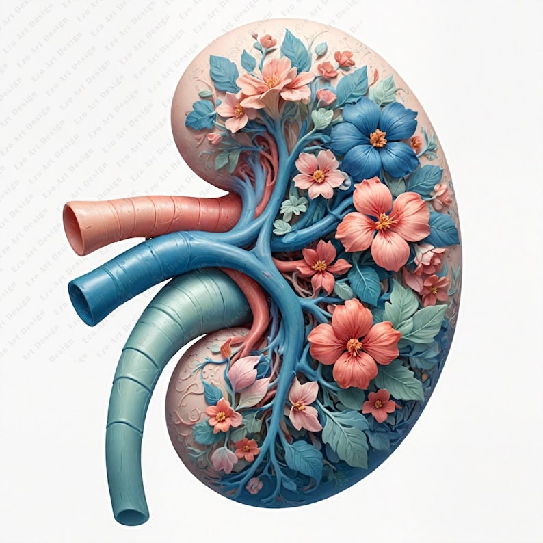 Floral Kidney Clipart, Medical Anatomy Art (digital Download) - Etsy