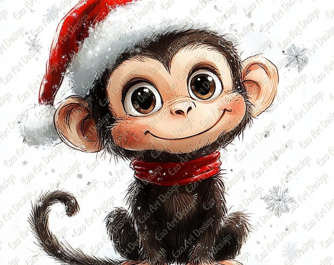 4 Christmas Hockey Monkey Clipart Bundle (digital Download - 4 PNG, JPG ...