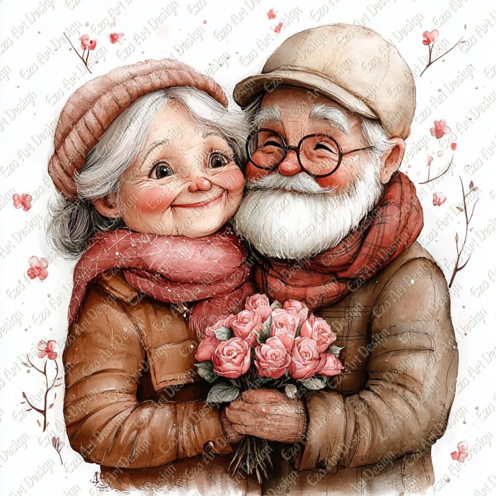 Cute Elderly Couple Clipart, 10 High Quality JPG, Funny Elderly ...