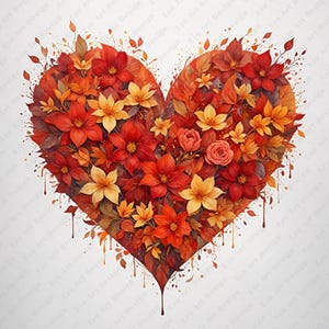 Autumn Heart Leaves Clipart, 12 JPG, Digital Download, Printable Love ...