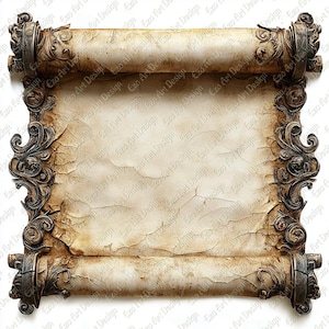 Medieval Scroll Parchment Art, Old Paper Texture Clipart, Vintage ...