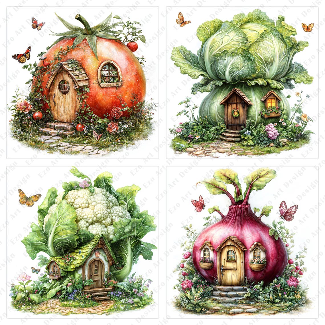 Whimsical Fairy Tale House Clipart, Vegetable Home (digital Download ...