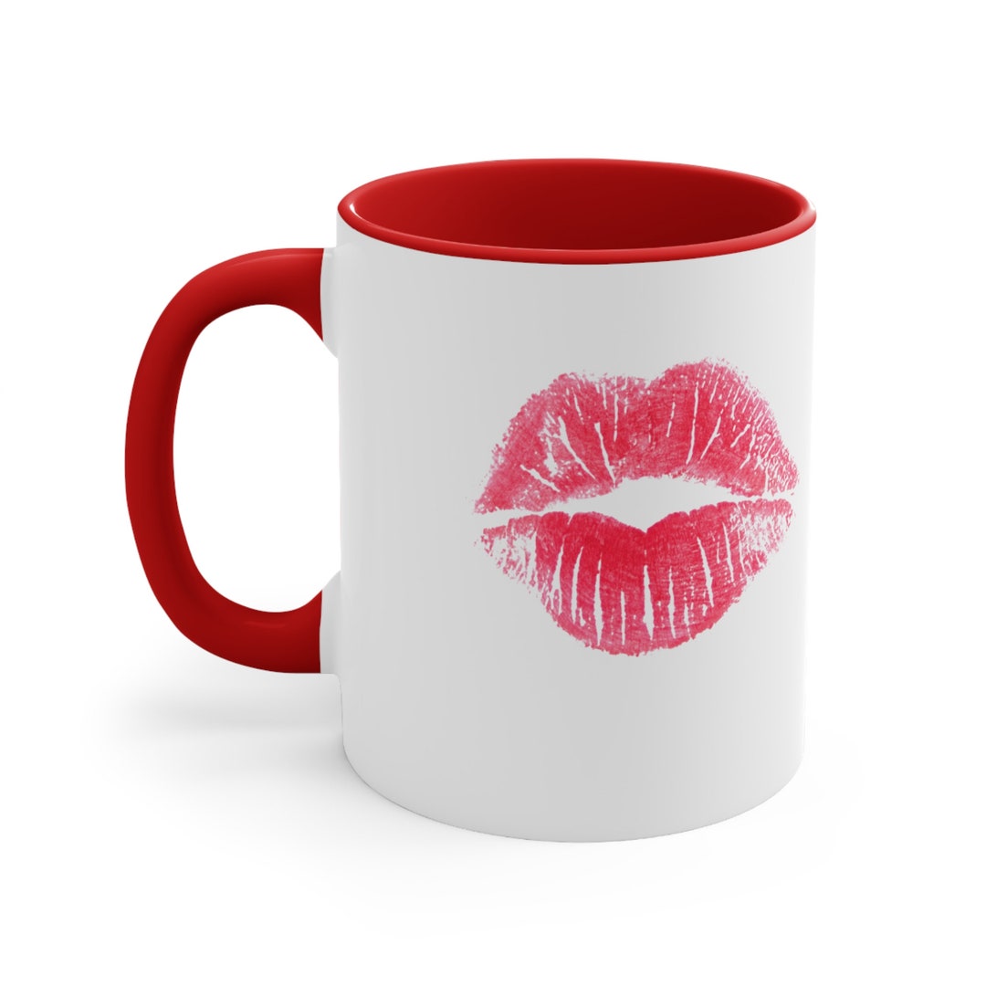 Lipstick Kiss Print Coffee Mug, Valentine's Gift, 11oz Ceramic - Etsy