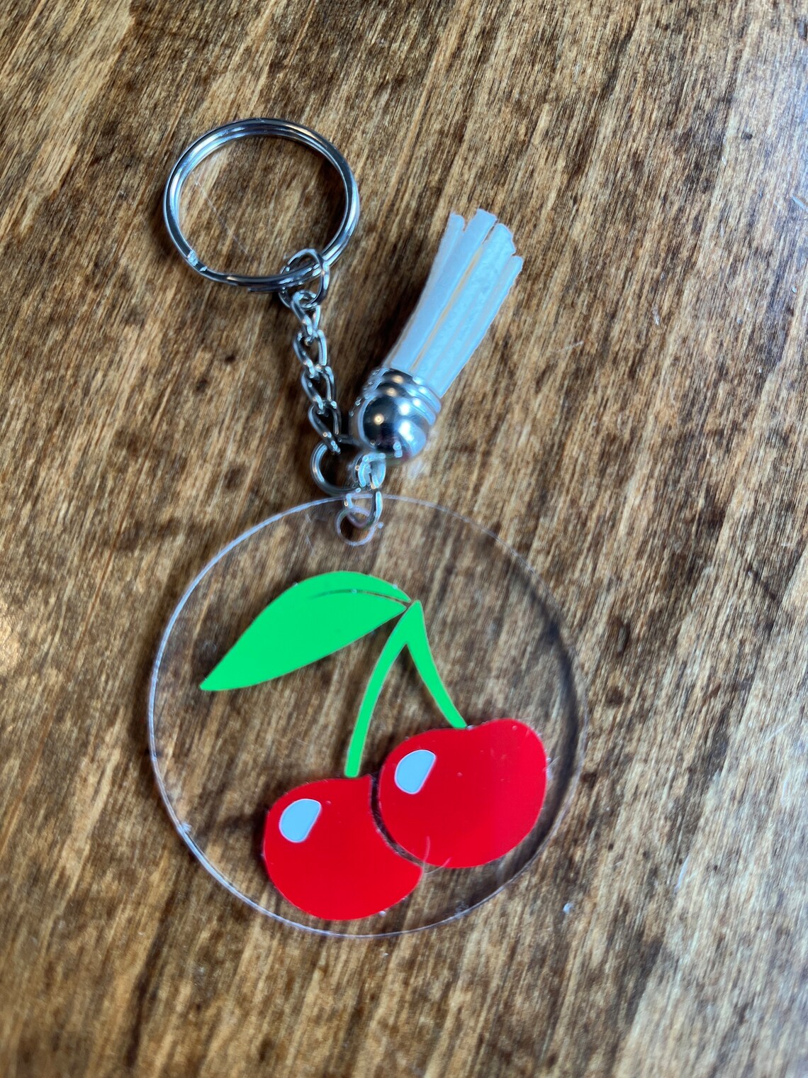 Cherry Keychain, Round or Hotel Style Keychain - Etsy