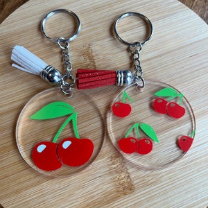 Cherry Keychain, Round or Hotel Style Keychain - Etsy