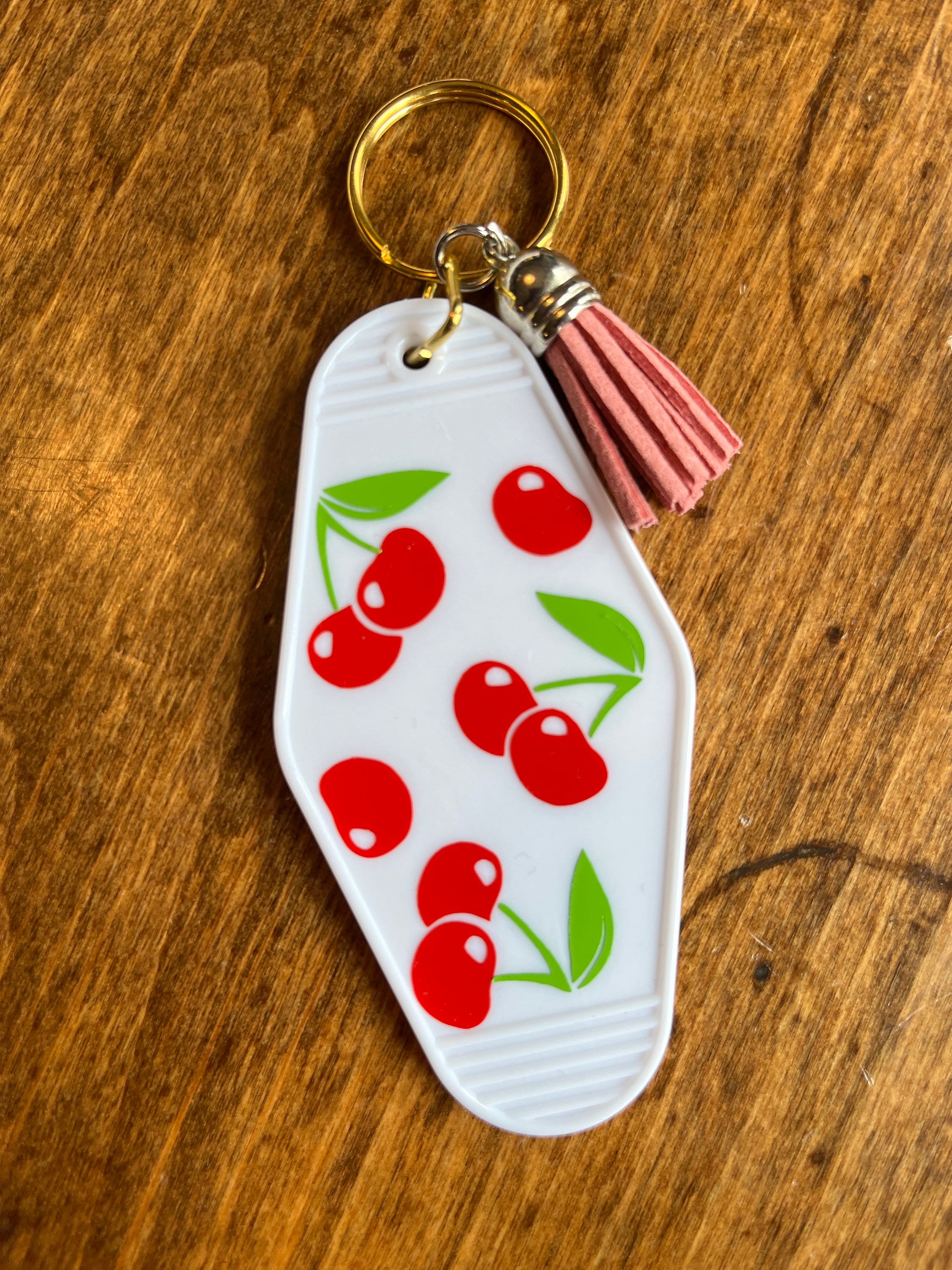 Cherry Keychain, Round or Hotel Style Keychain - Etsy