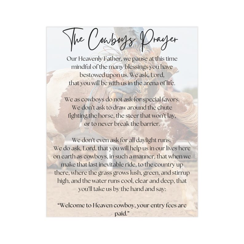 Cowboys Prayer Unframed Prints - Etsy