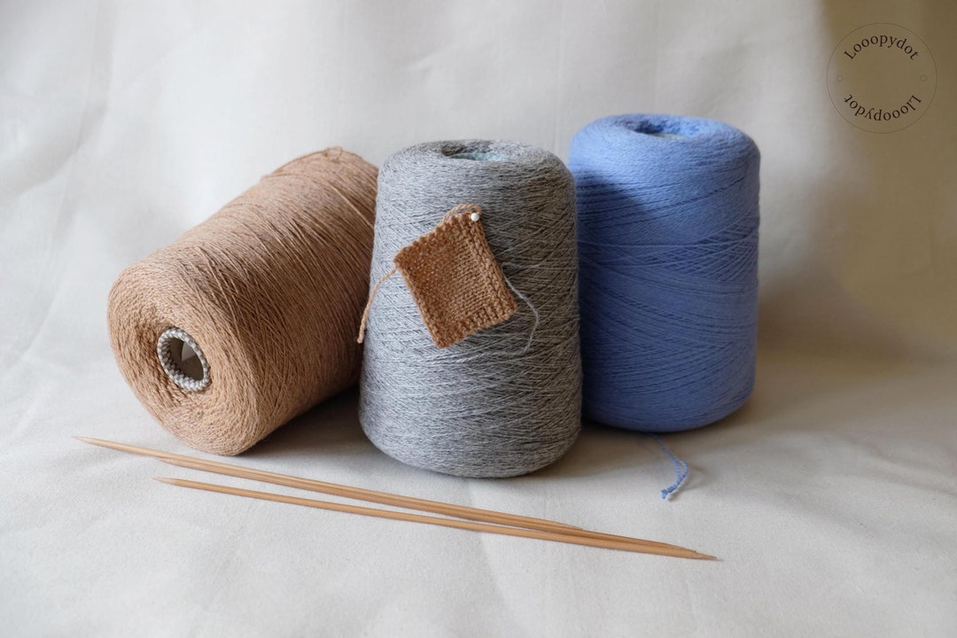 Cariaggi Fleece 100% Italian Luxurious Cashmere Yarn 2/12 Grey Blue ...