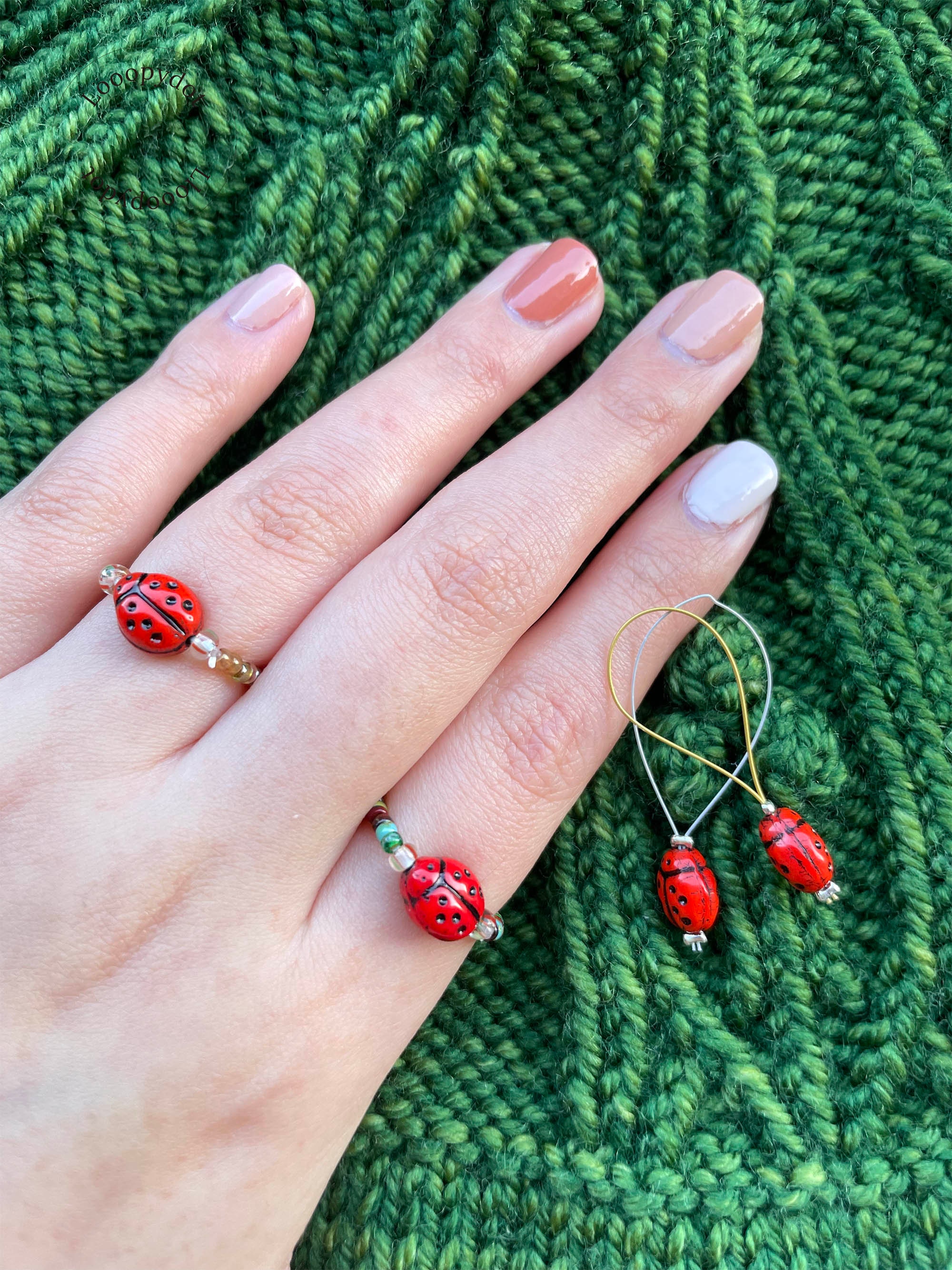 Vintage Glass Ladybug Stitch Marker Ring for Knitting Crochet - Etsy