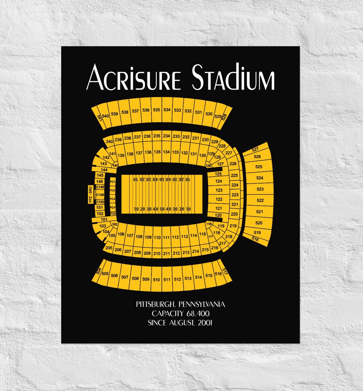 Pittsburgh Steelers Acrisure Stadium Seating Chart Poster. NFL Football ...