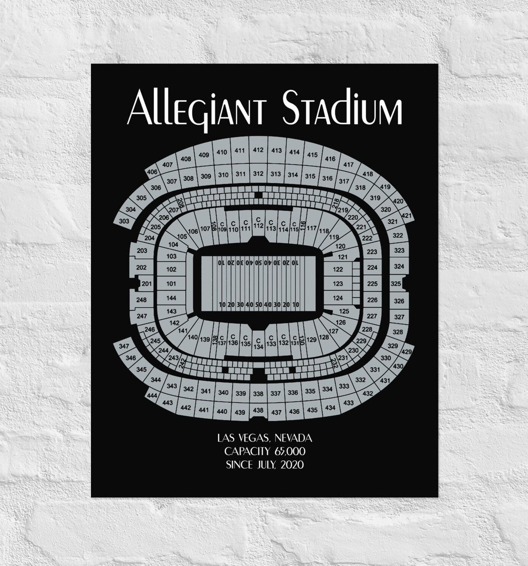 Las Vegas Raiders Allegiant Stadium Seating Chart Poster. NFL Football ...