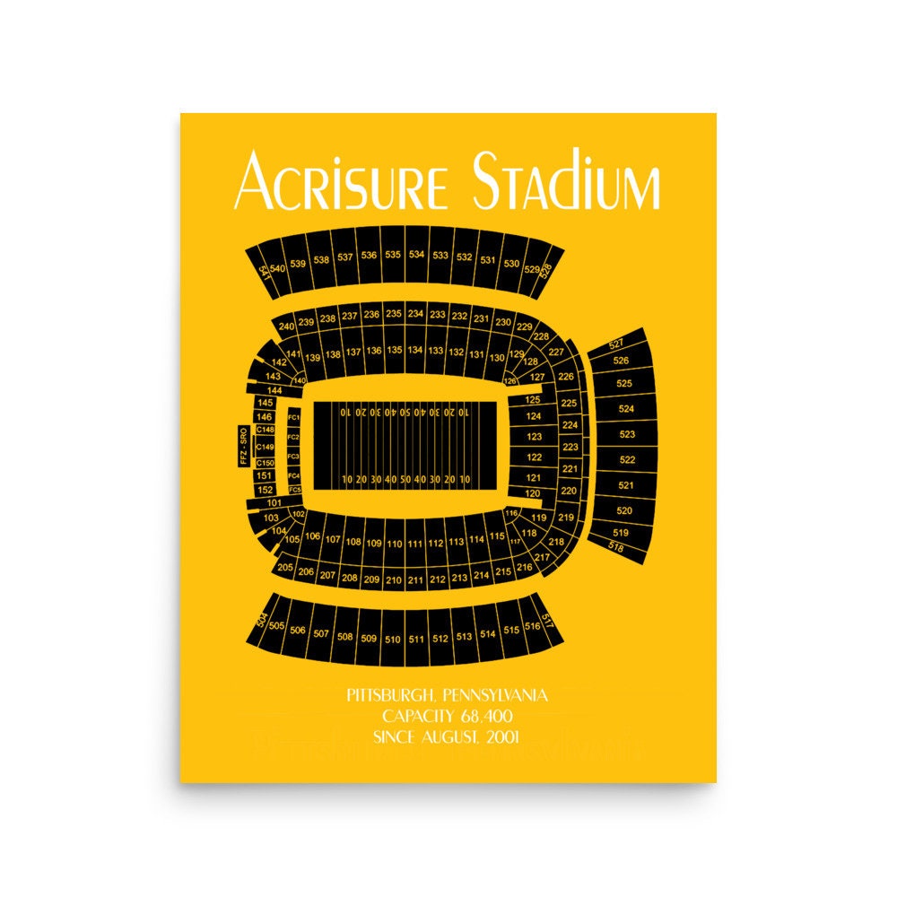 Pittsburgh Steelers Acrisure Stadium Seating Chart Poster. NFL Football Team Sports Wall Art ...
