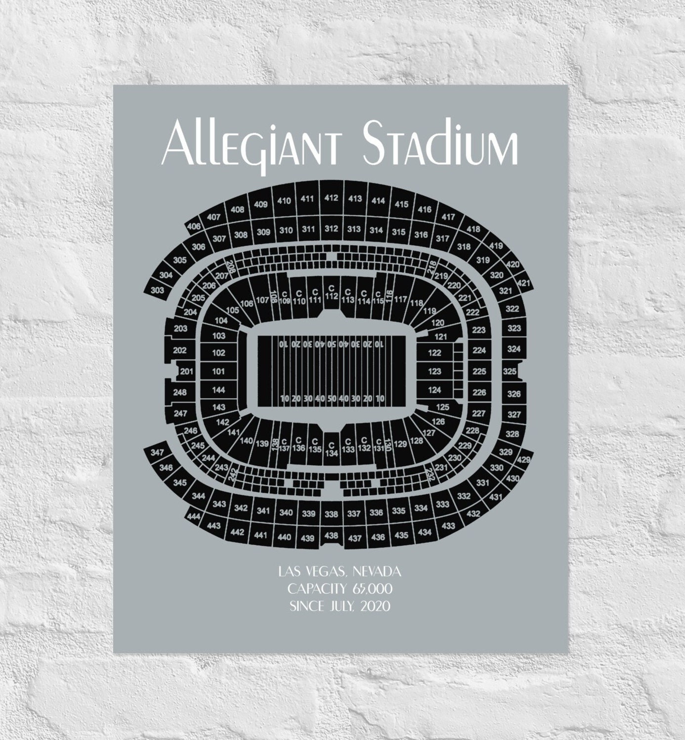 Las Vegas Raiders Allegiant Stadium Seating Chart Poster. NFL Football ...