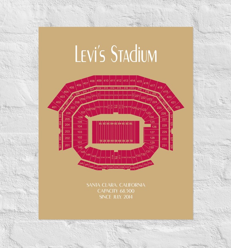 San Francisco 49ers Levis Stadium Seating Chart Poster. NFL Football ...