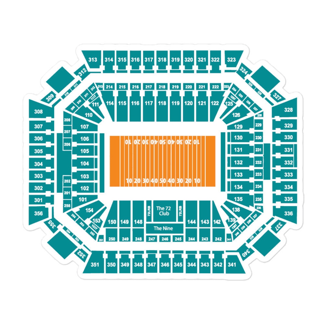 Miami Dolphins Hard Rock Stadium Sticker - Premium NFL Football Art ...