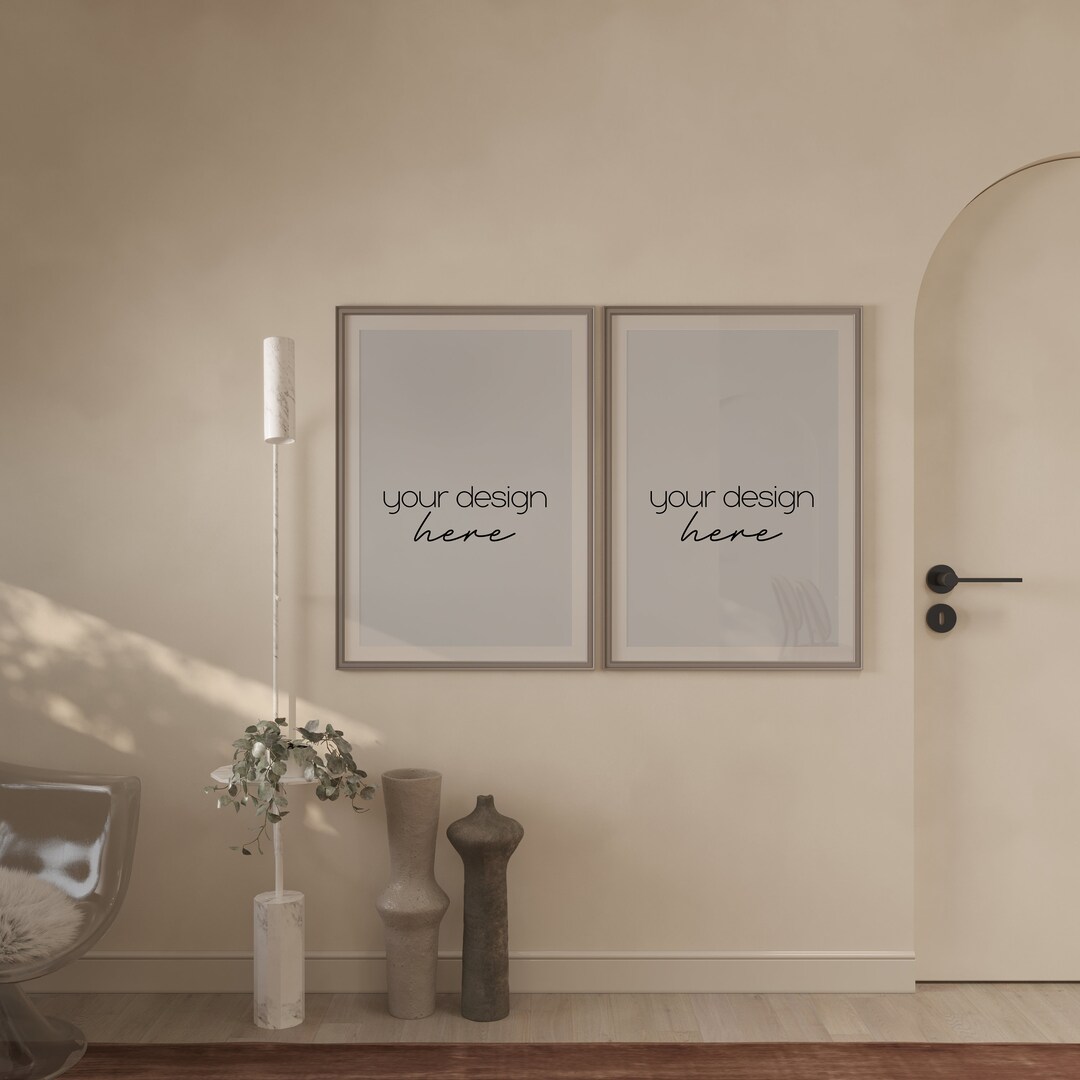 Digital Frame Mockup, Modern Interior Mockup, Minimalist Two Vertical ...
