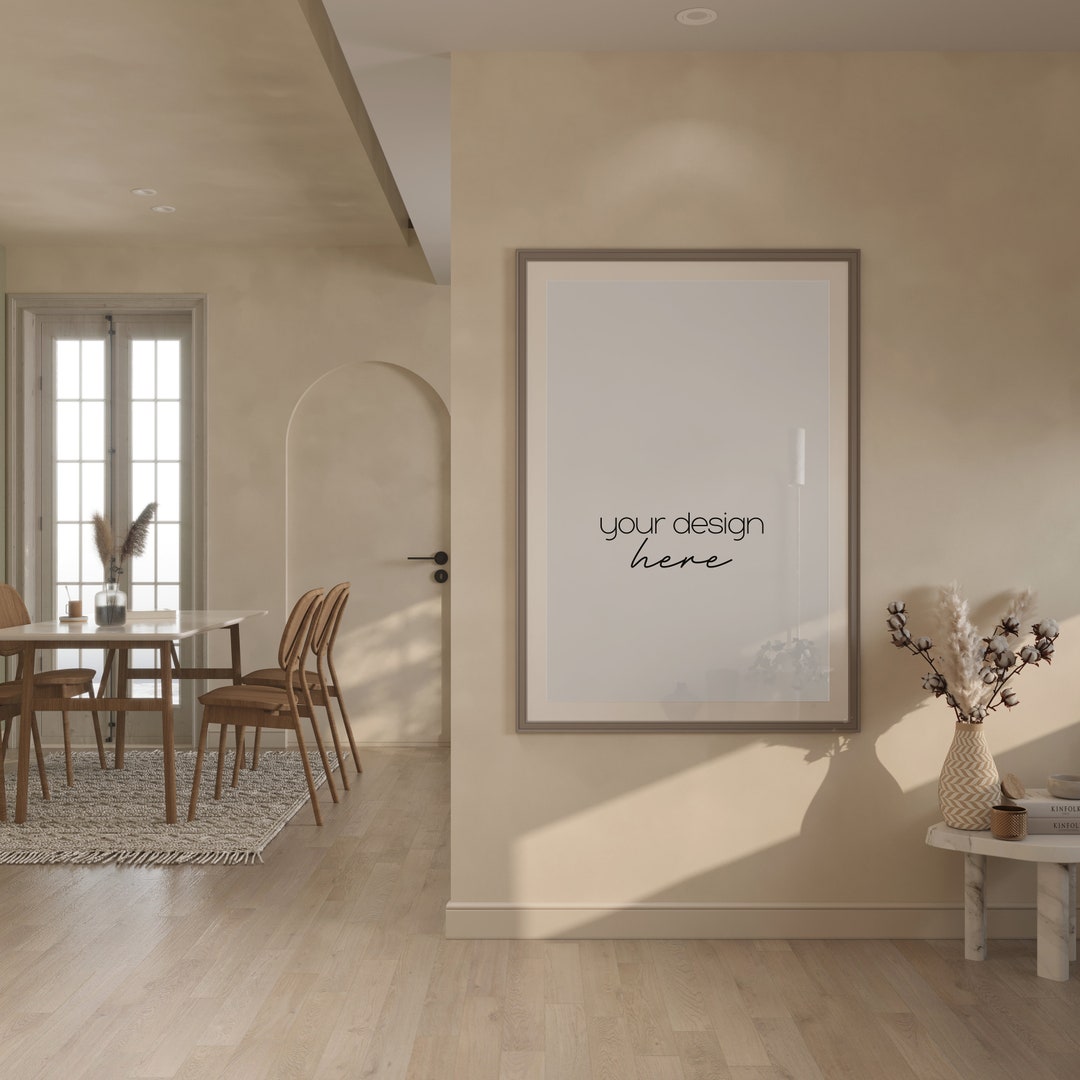 Scandinavian Style Poster Mockup, Single Frame Mockup in Livingroom ...