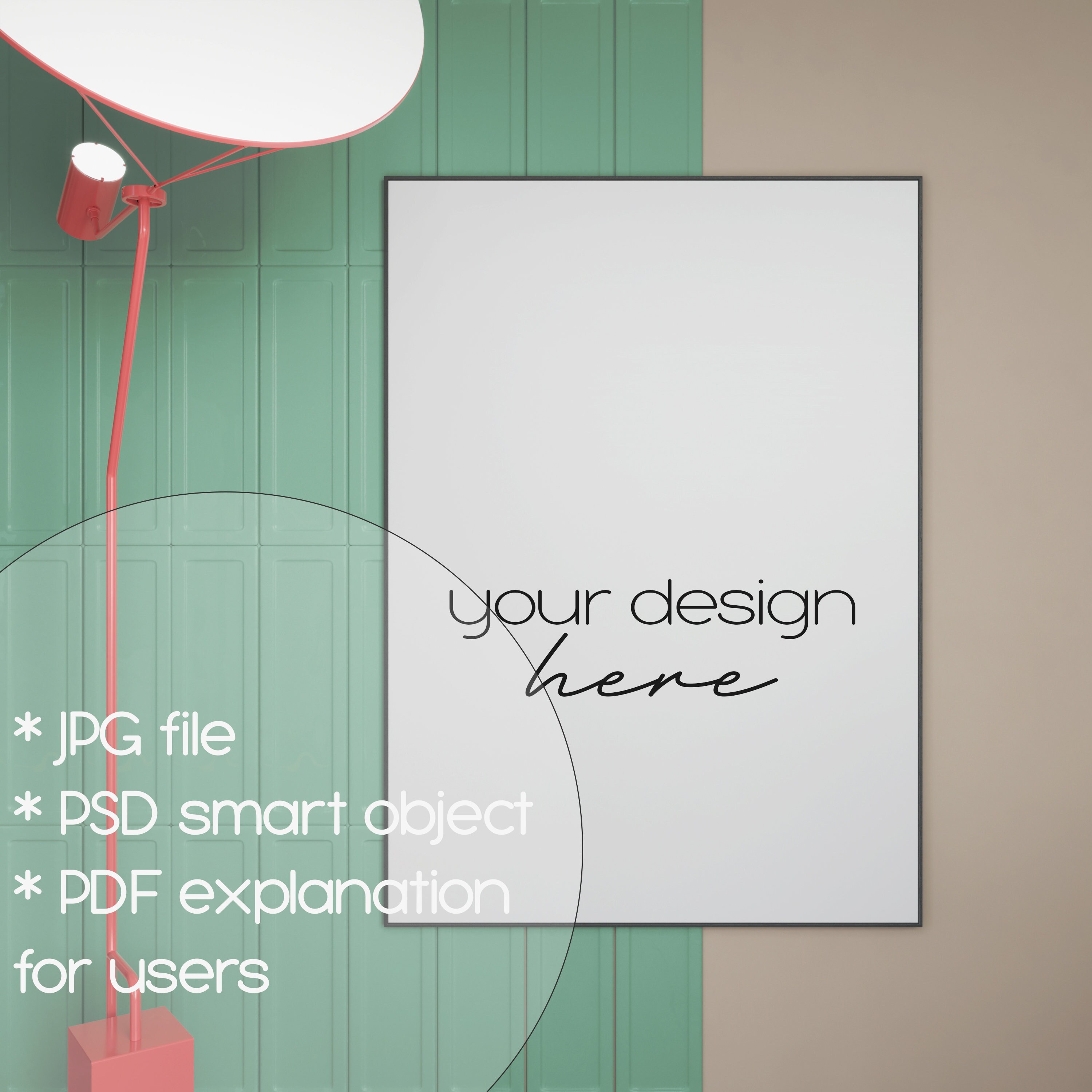 Digital Art Frame Mockup on Green Wall, Modern Frame Mock up for ...