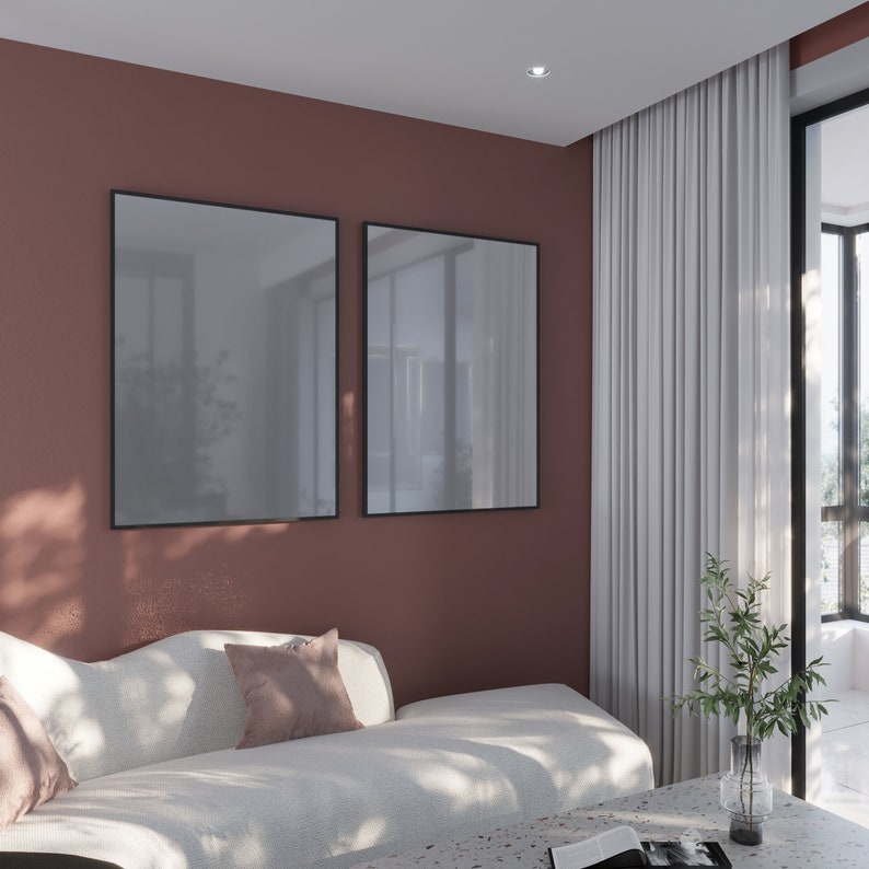 Minimalist Frame Mockup on Red Wall, Frame Mock up for Artwork About ...