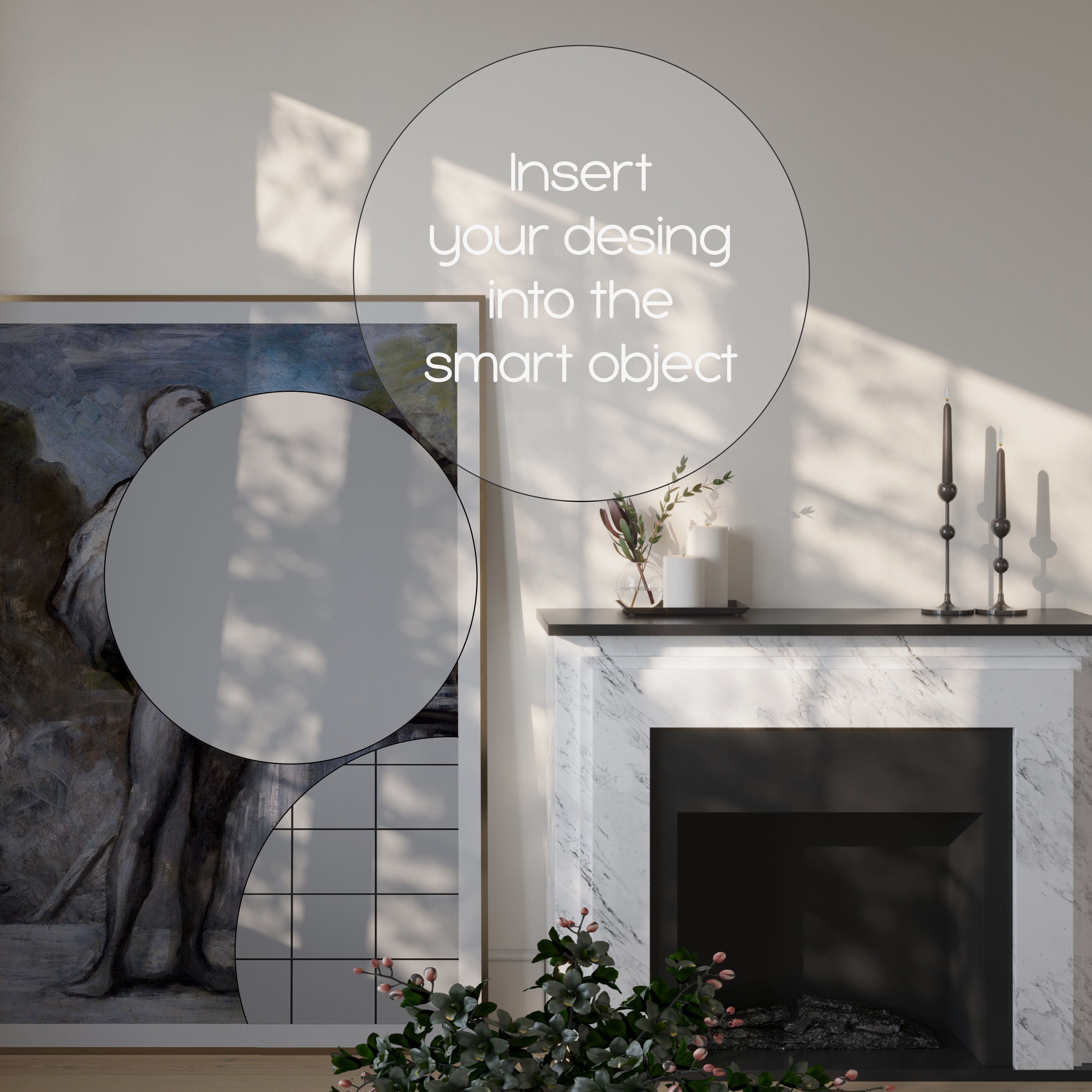 Scandinavian Style Mockup, Single Frame Mockup on Fireplace, Frame ...