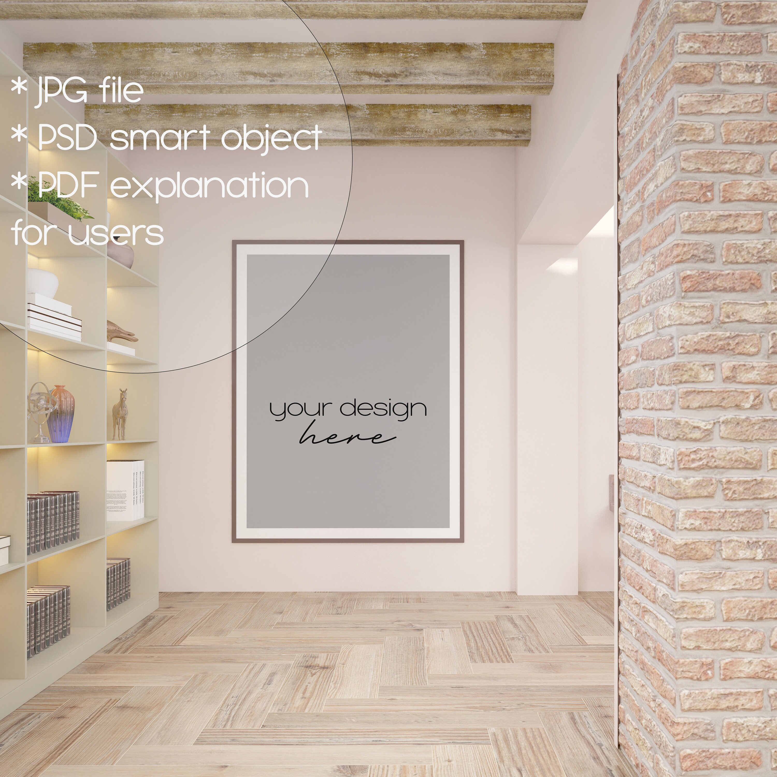 Digital Poster Mockup in Library, Livingroom, Home, Cozy, Print Poster ...
