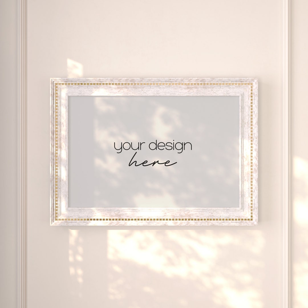 Horizontal Single Wood Frame Mockup, Minimalist Digital Poster Mockup ...