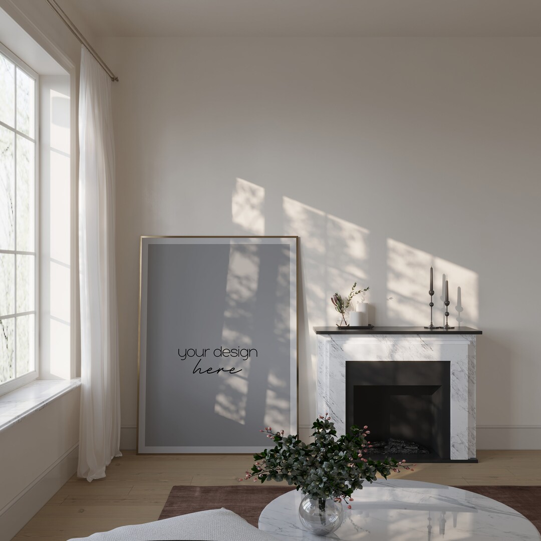 Scandinavian Style Mockup, Single Frame Mockup on Fireplace, Frame ...