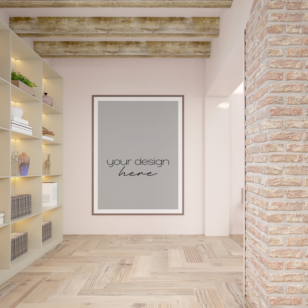 Digital Poster Mockup in Library, Livingroom, Home, Cozy, Print Poster ...