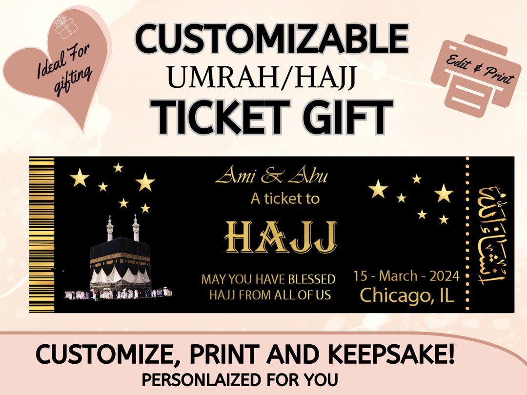 Umrah Hajj Customizable Ticket Anniversary Gift Keepsake Umrah Boarding ...