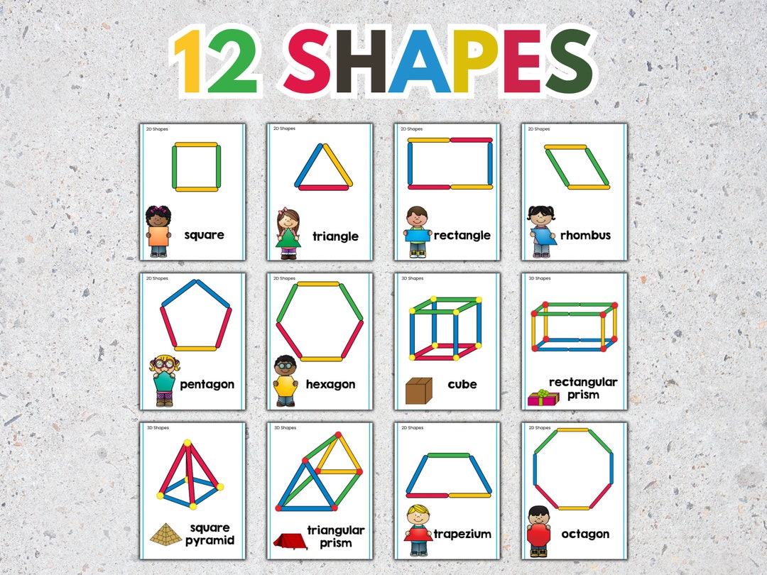 Popsicle Sticks Shapes Activity: Toddler Learning Flash Cards (PDF) - Etsy