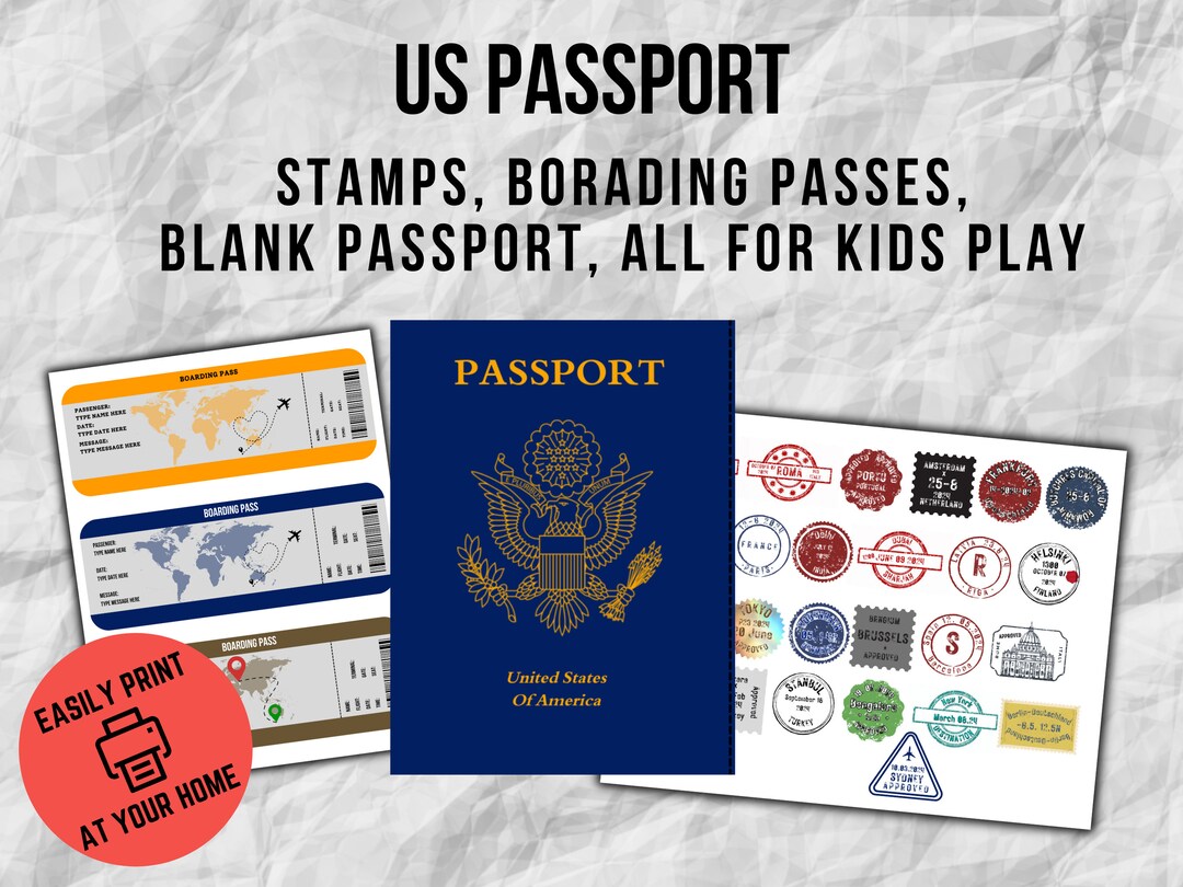 Travel Pretend Play Printable: US Passport Template (PDF) - Etsy