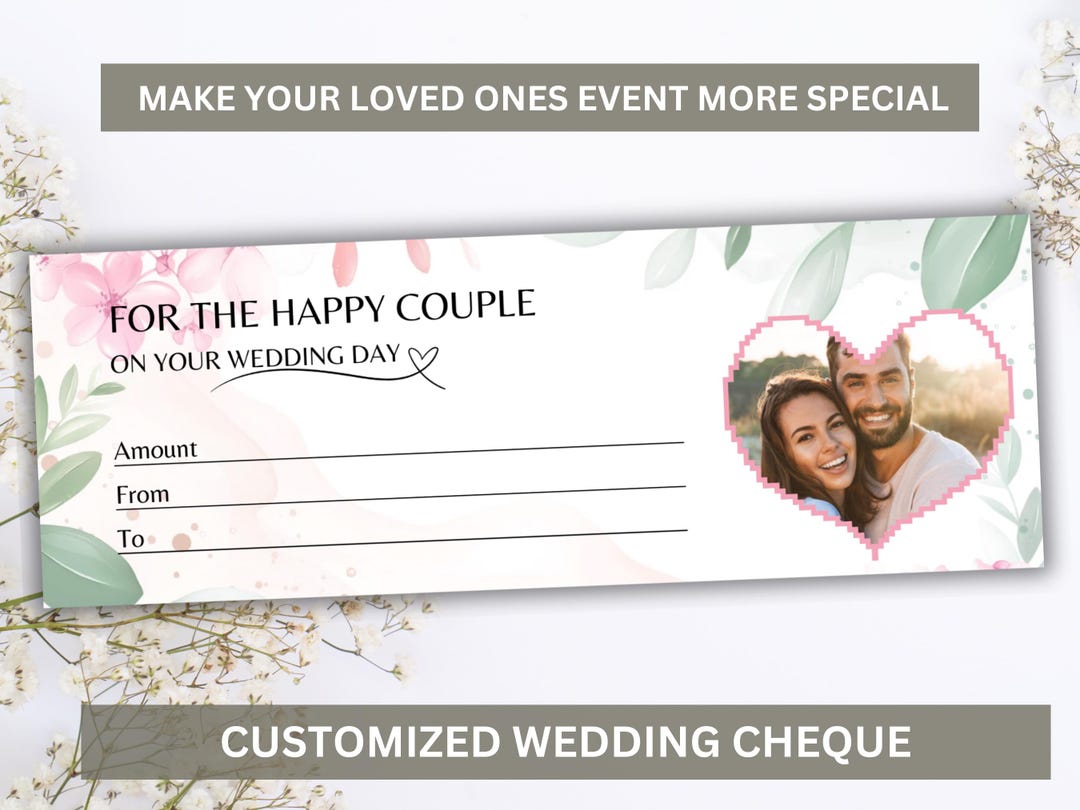 Customized for You Customizable Photo Wedding Cheque | Wedding Cheque ...