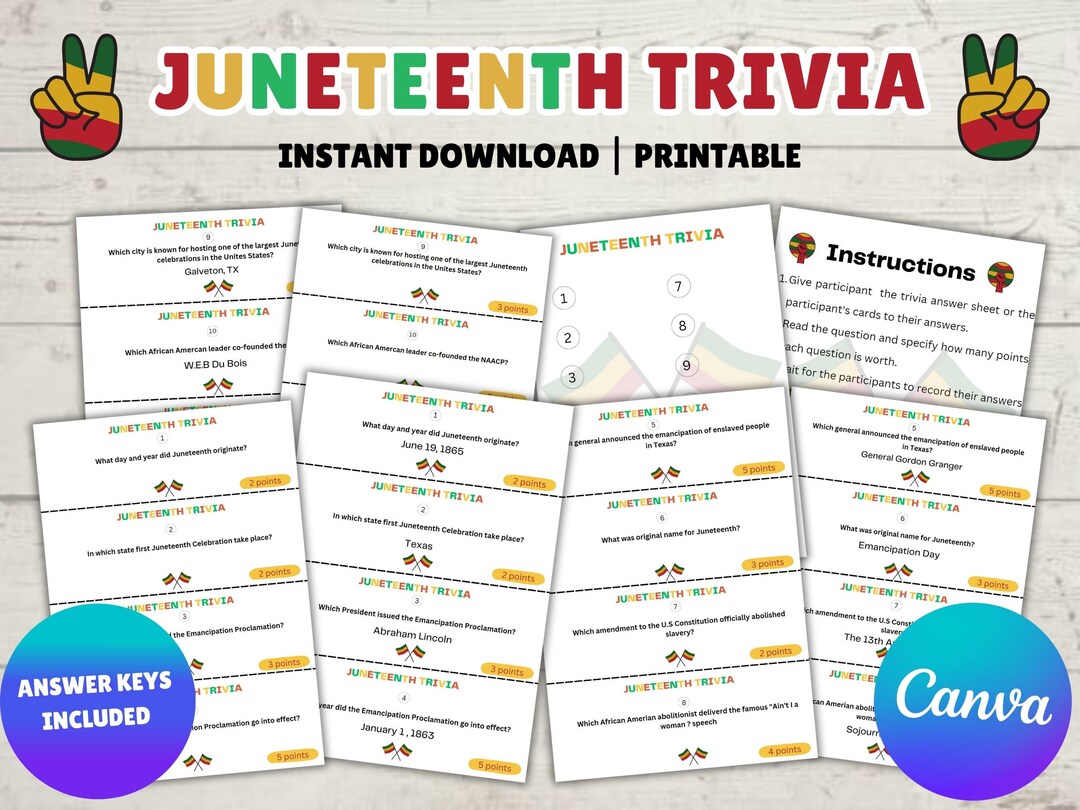 Juneteenth Trivia Game | Juneteenth Quiz | African American History ...