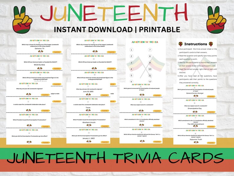 Juneteenth Trivia Game Juneteenth Quiz African American - Etsy