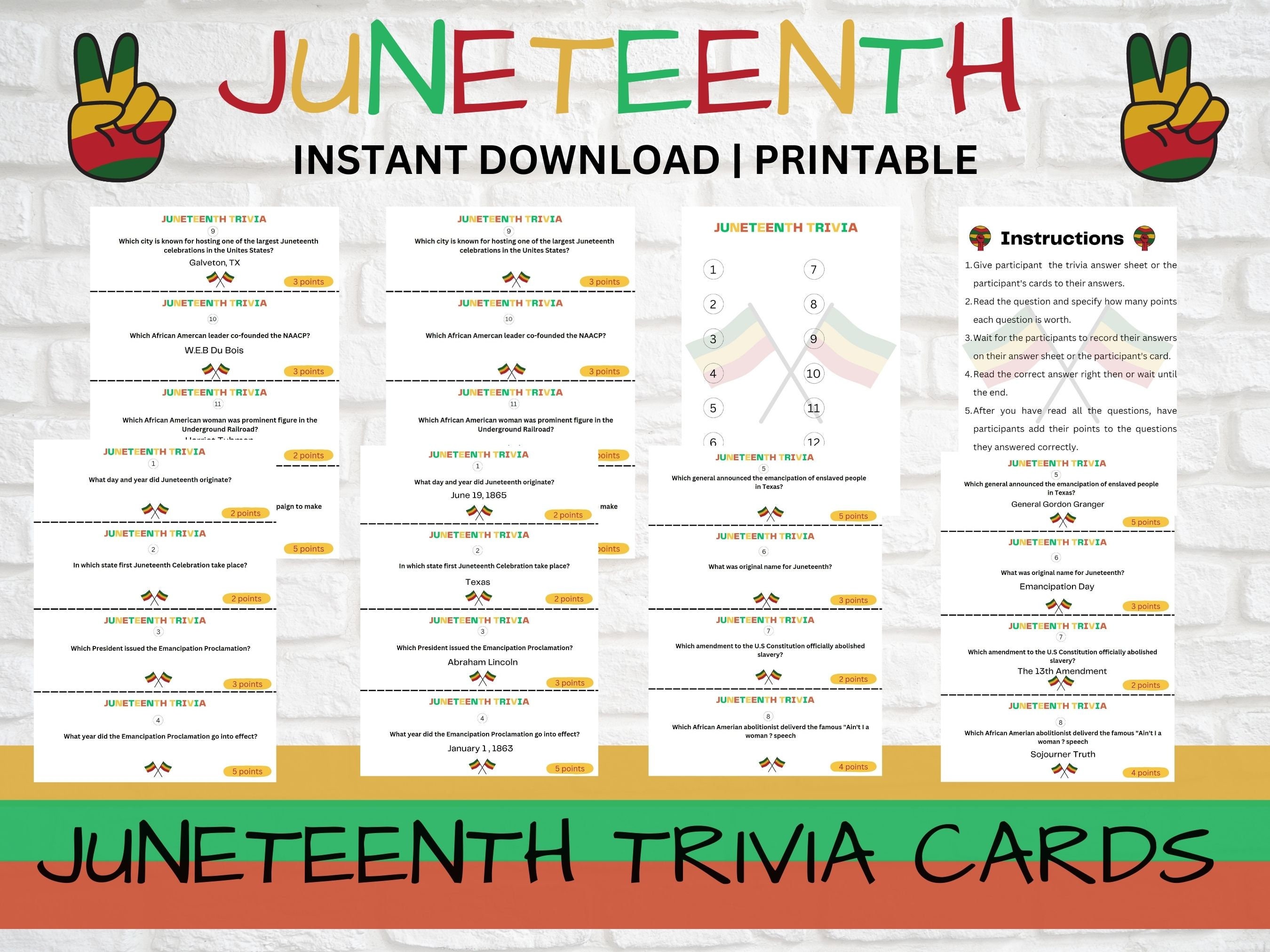 Juneteenth Trivia Game Juneteenth Quiz African American - Etsy