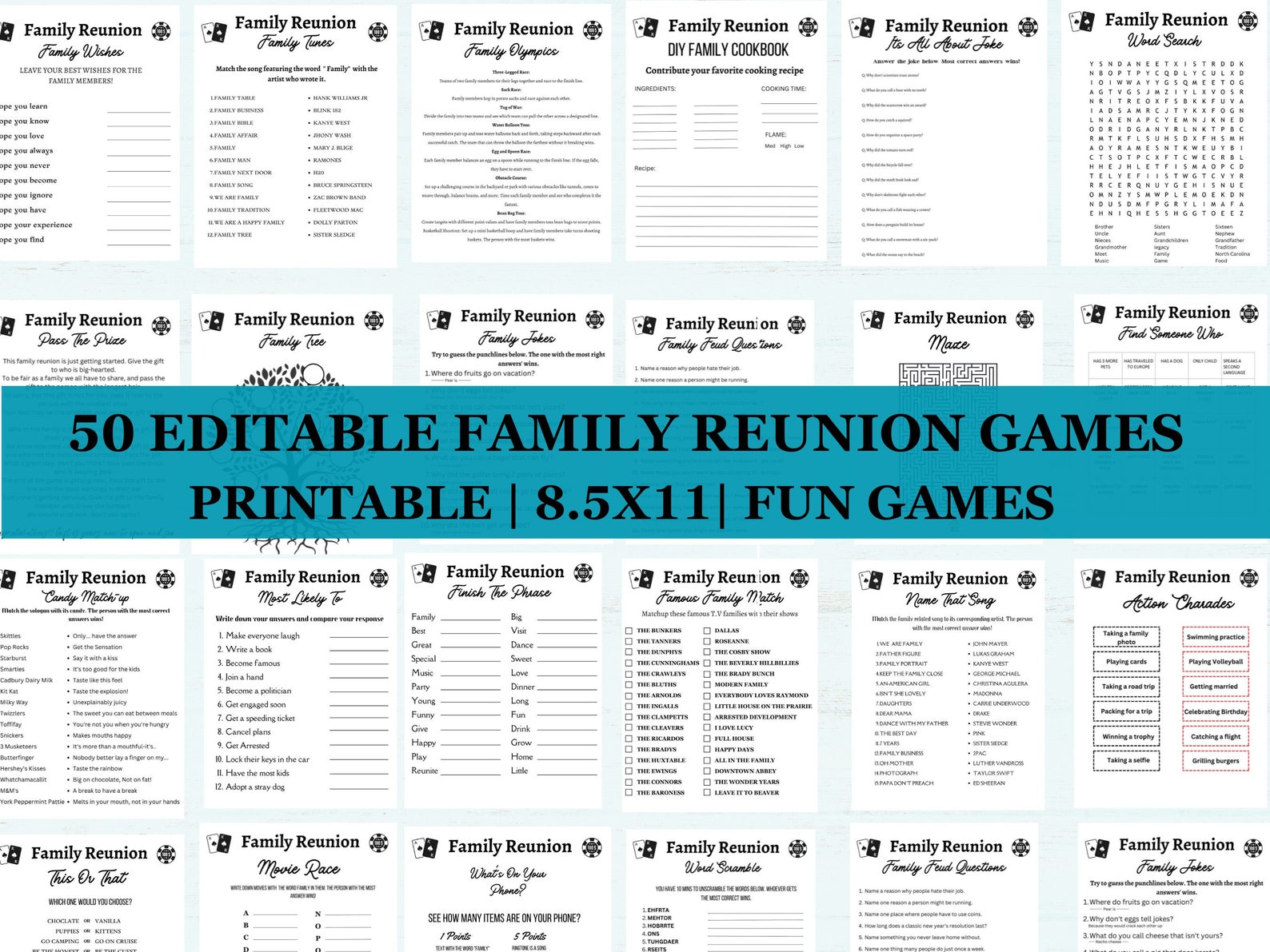 Family Reunion Family Reunion Games Printable Family Etsy