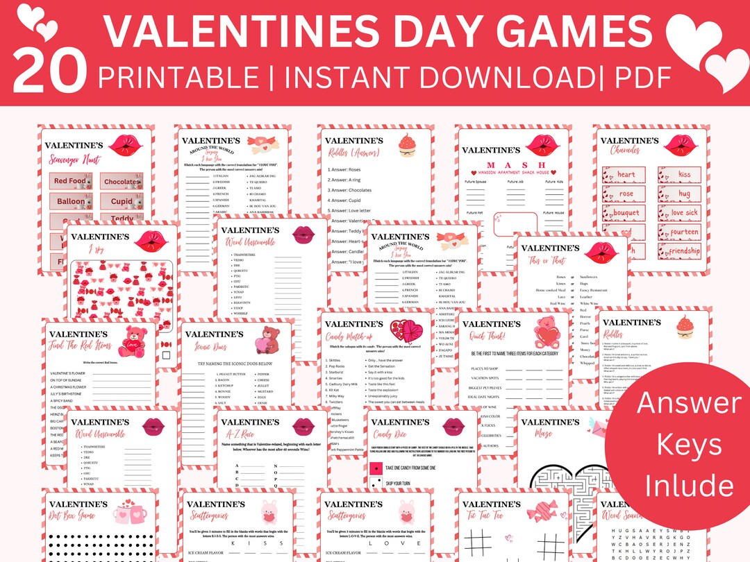 Valentines Day Games, Galentines Day Games, Valentines for Kids ...