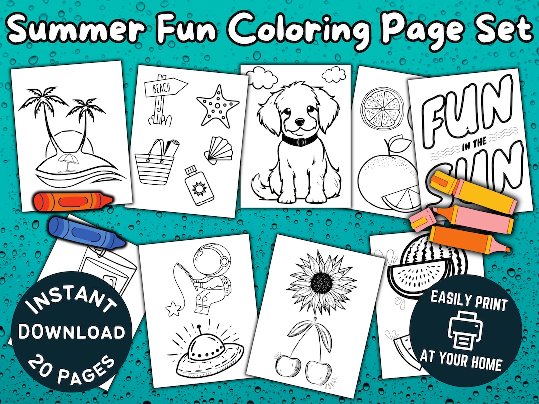 Summer Coloring Pages Family Reunion Activity for Kids Adult Coloring ...