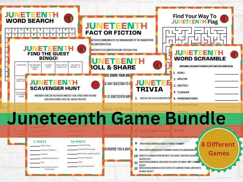 Juneteenth Games Juneteenth Game Bundle Trivia Game - Etsy