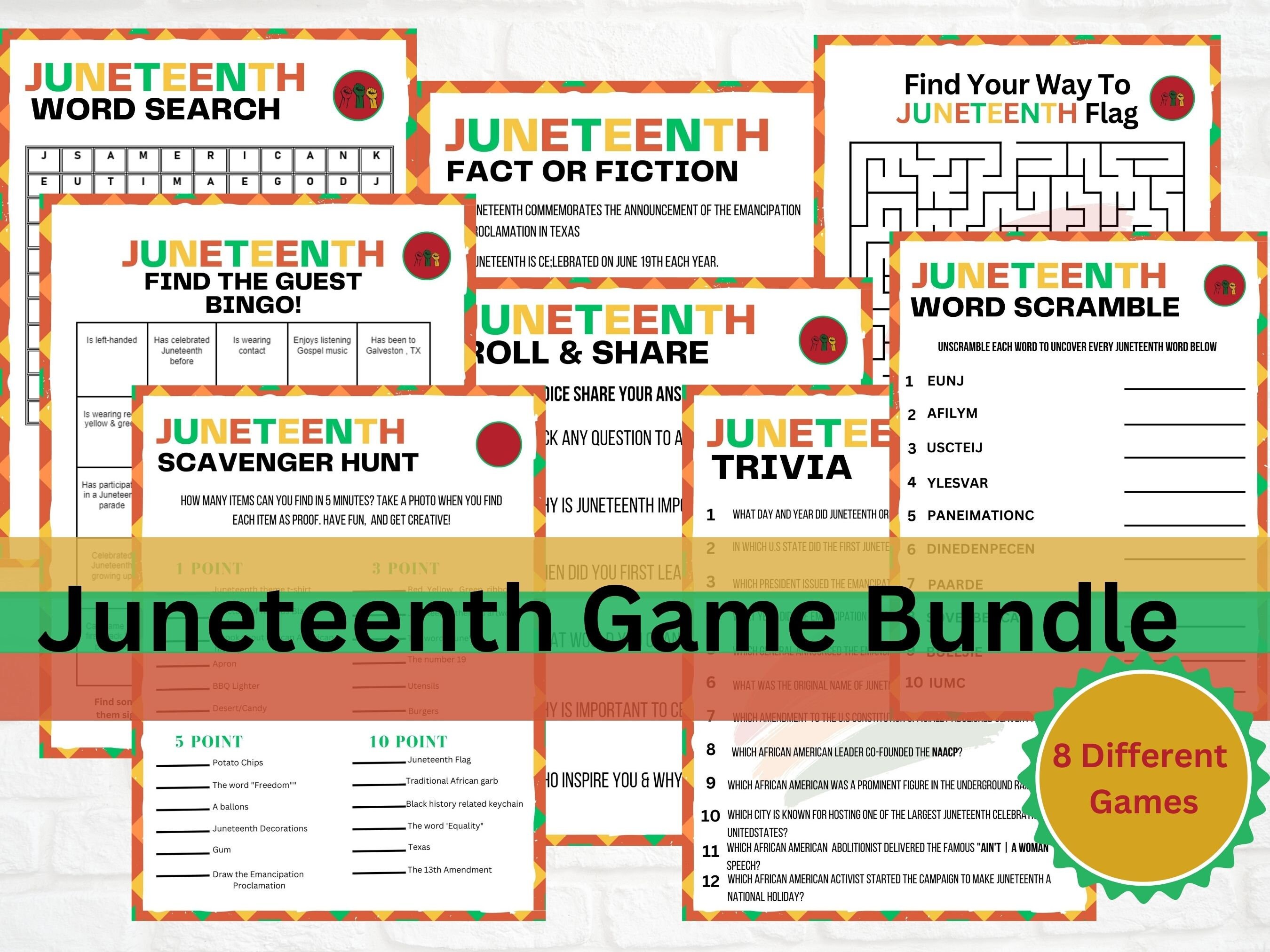 Juneteenth Games Juneteenth Game Bundle Trivia Game - Etsy