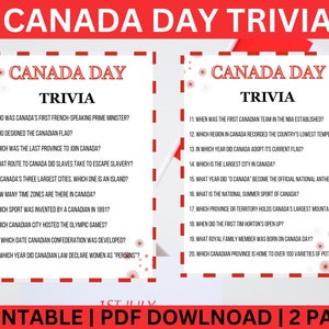 Canada Day Trivia Quiz Game| Printable | Instant Download | Party Game ...