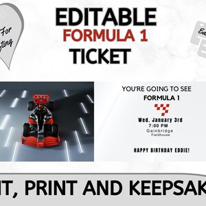 Editable Formula 1 Ticket , F1 Merch, , Formula 1 Ticket Template ...