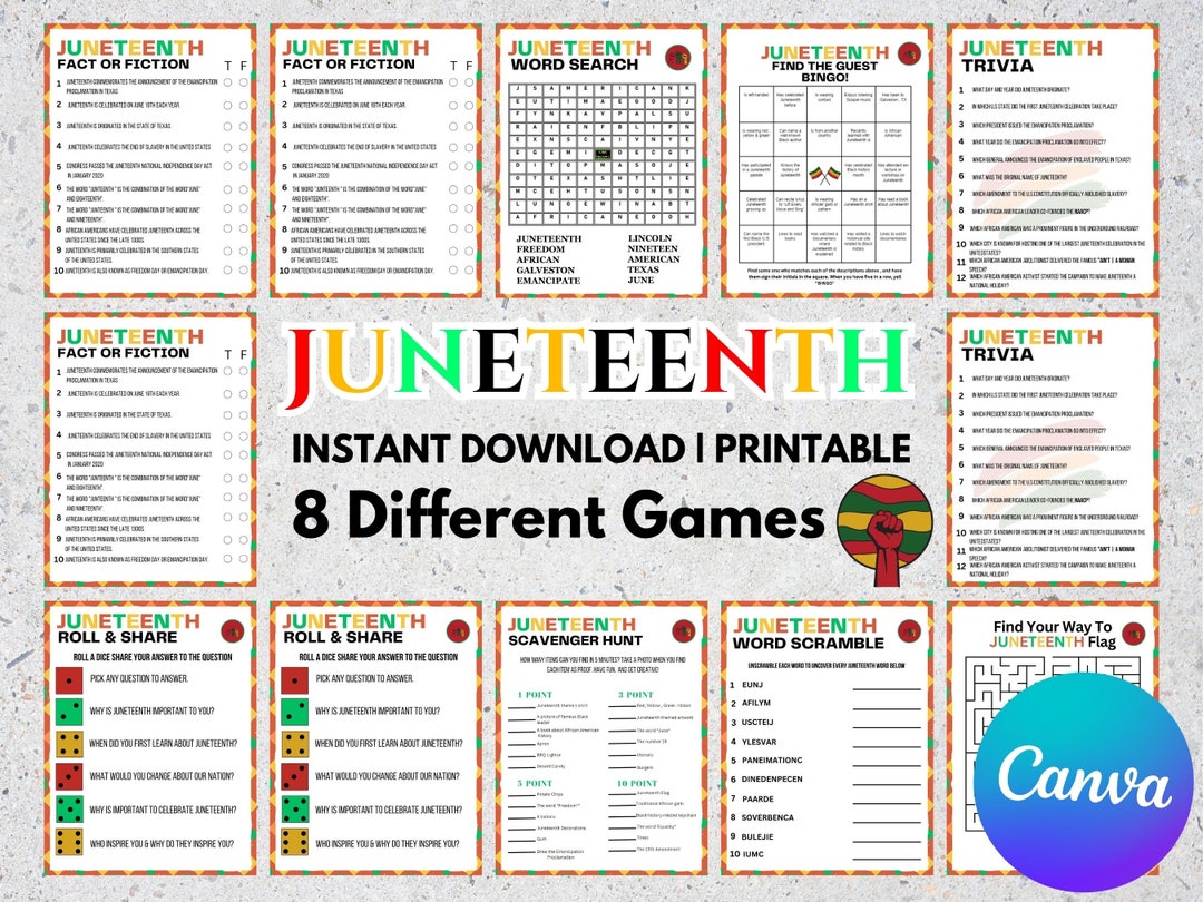 Juneteenth Games | Juneteenth Game Bundle | Trivia Game Juneteenth ...