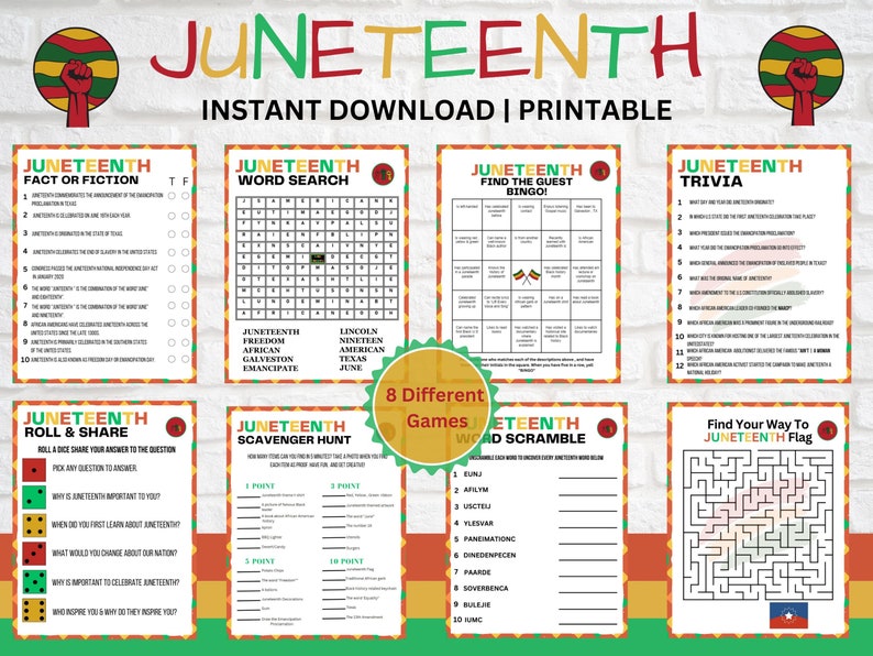 Juneteenth Games Juneteenth Game Bundle Trivia Game - Etsy
