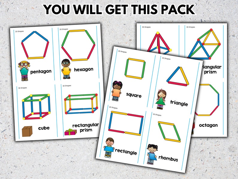 Popsicle Sticks Shapes Activity: Toddler Learning Flash Cards (PDF) - Etsy