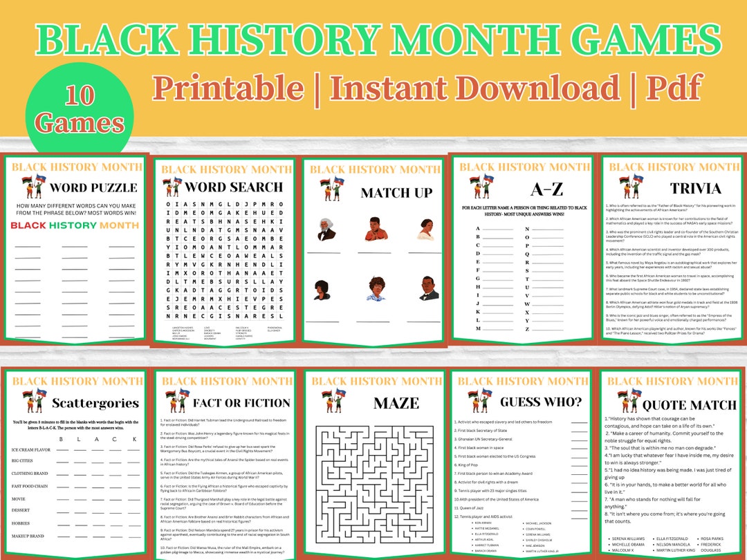 Black History Month Games Bundle | Black Lives Matter | Adult, Teens ...