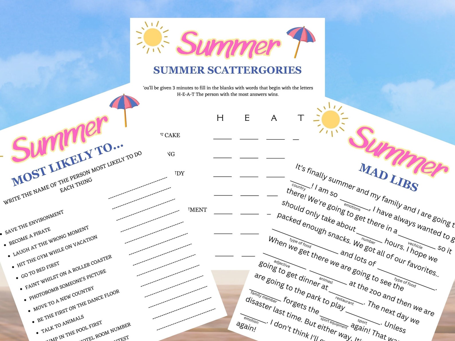 Summer Games Printable Games Bundle Party Games Family - Etsy