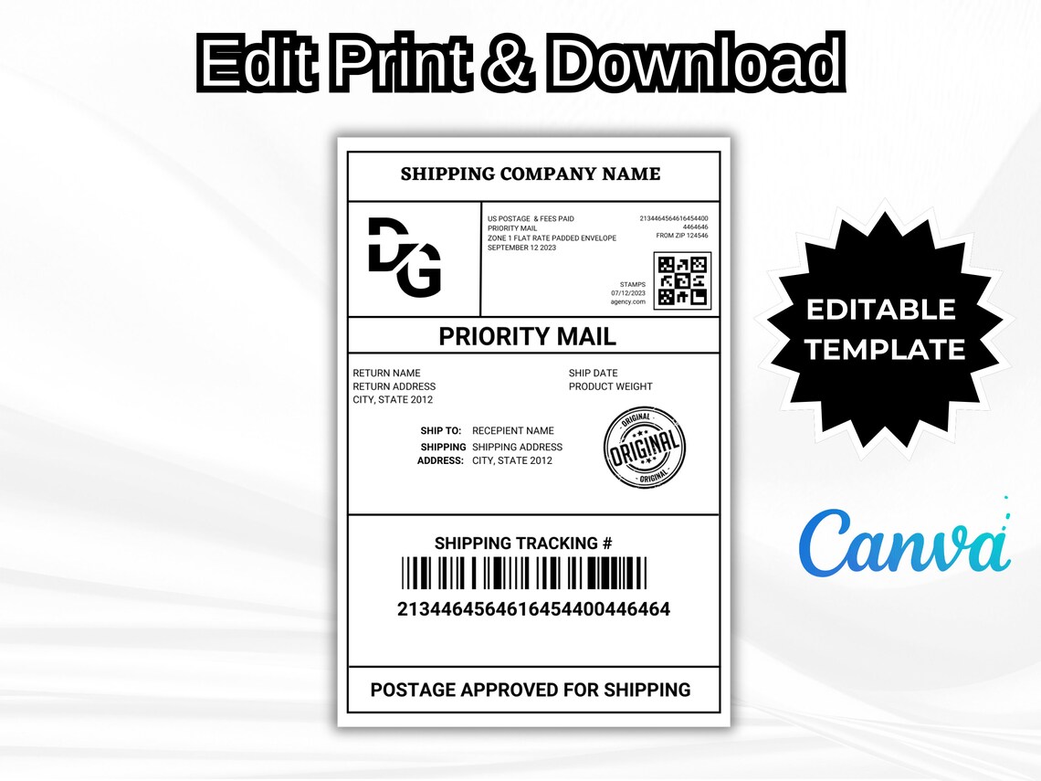 Fake Shipping Label Template Fake Mail Shipping Label Template Mail ...