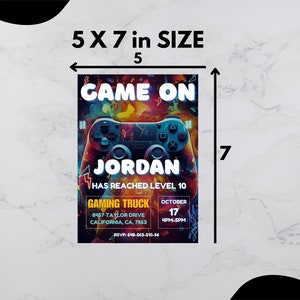 Editable Video Game Party Invitation, Arcade Party Invitation, Level up ...